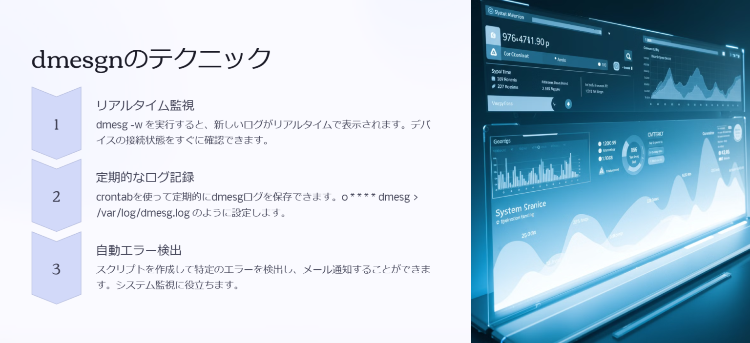 Linux dmesg コマンド完全ガイド｜使い方・ログ解析・トラブルシューティングを徹底解説 - GORITec
